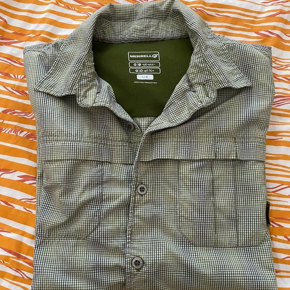 Merrell | Shirts | Merrell Short Sleeve Ventilated Buttonup Green ...